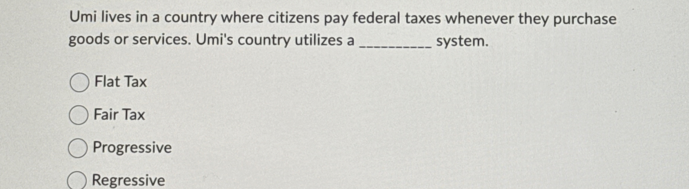 Solved Umi lives in a country where citizens pay federal | Chegg.com