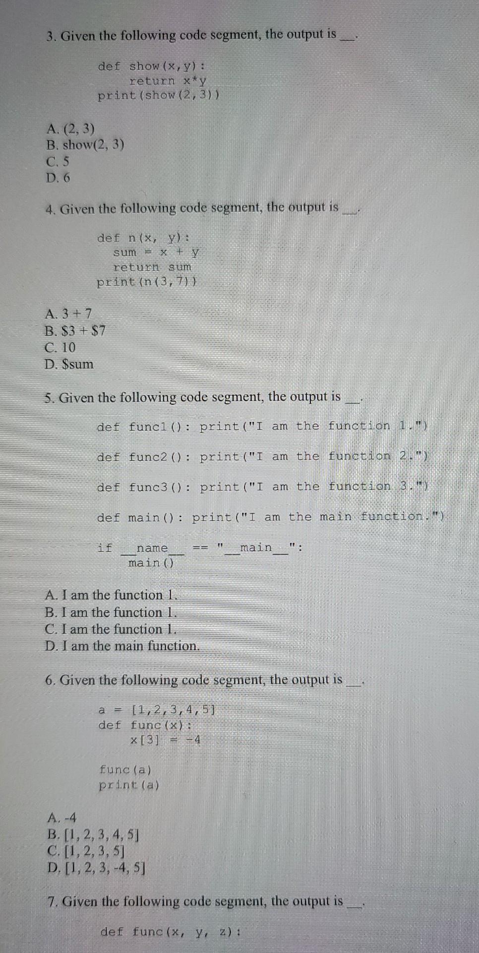 Solved 3. Given the following code segment, the output is | Chegg.com