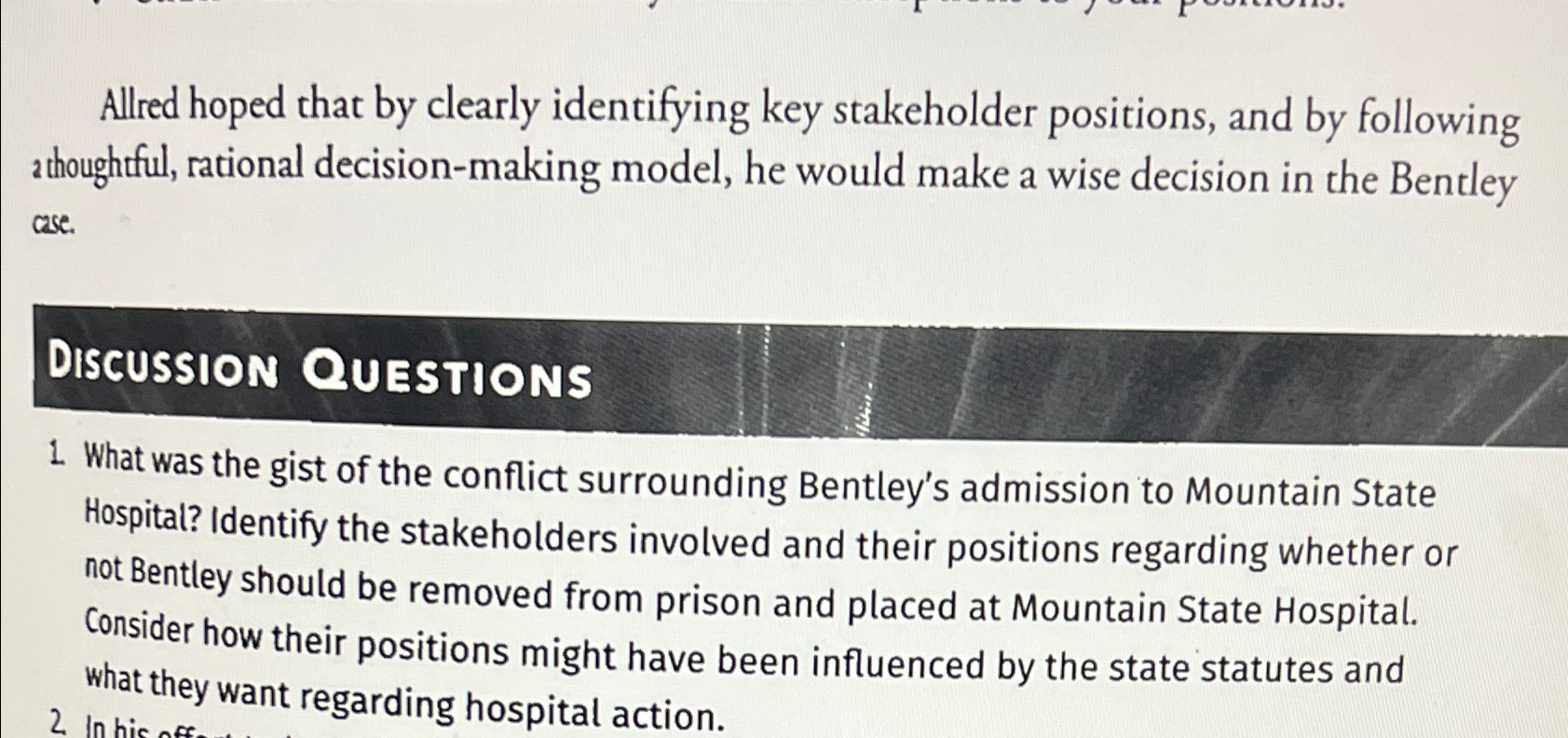 Solved Allred hoped that by clearly identifying key | Chegg.com