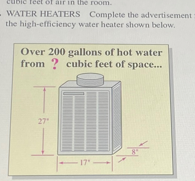 Solved cubic teet of air in the room.WATER HEATERS Complete | Chegg.com