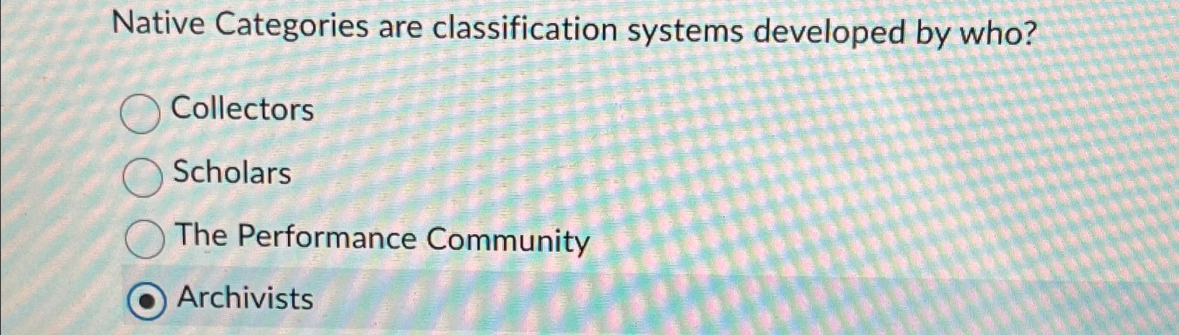 Native Categories are classification systems | Chegg.com