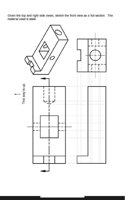 Solved Given the top and right side views, sketch the front | Chegg.com
