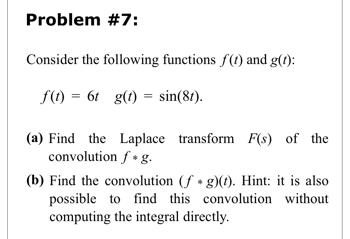 Solved Problem #7:Consider the following functions f(t) ﻿and | Chegg.com