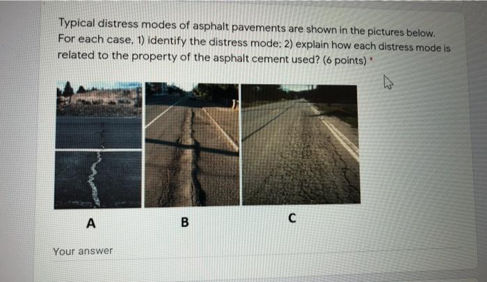 Solved Typical distress modes of asphalt pavements are shown | Chegg.com