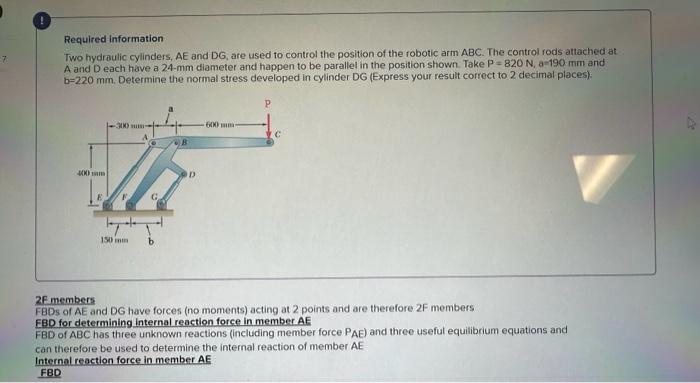 Solved Required information Two hydraulic cylinders, AE and | Chegg.com