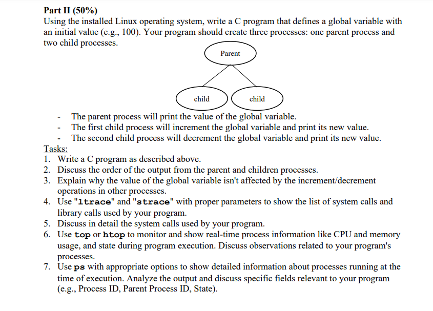 Solved Part II (50%)Using the installed Linux operating | Chegg.com