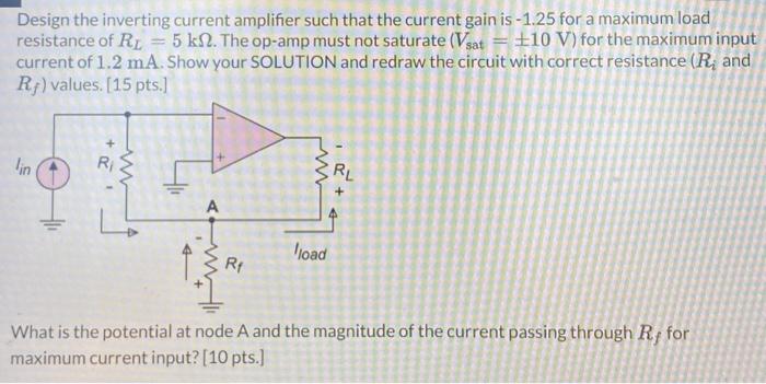 Solved Design the inverting current amplifier such that the | Chegg.com