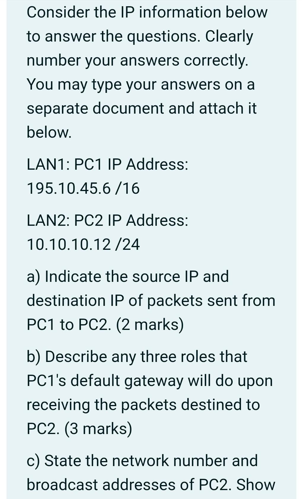 Solved Consider the IP information below to answer the | Chegg.com