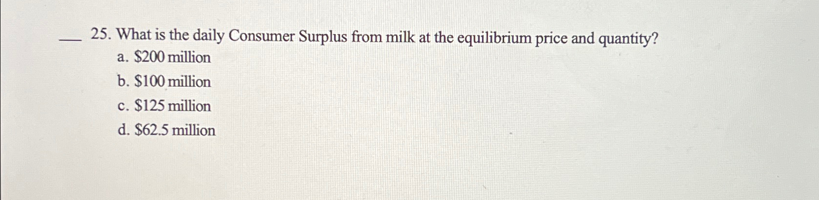 Solved What is the daily Consumer Surplus from milk at the | Chegg.com