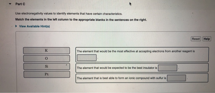 Solved Part Use electronegativity values to identify | Chegg.com