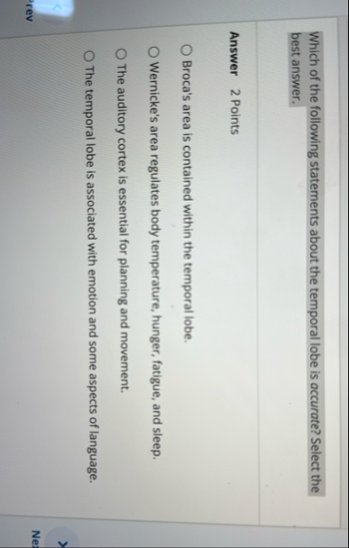 Solved Which of the following statements about the temporal | Chegg.com