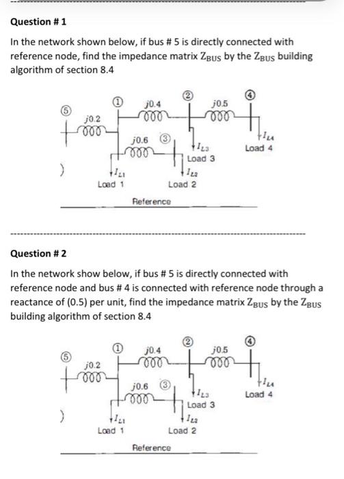 Solved Question #1 In the network shown below, if bus # 5 is | Chegg.com