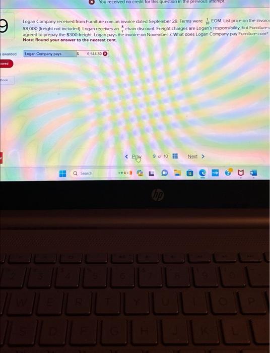 10 9 8 Logan Company received from Furniture.com an | Chegg.com