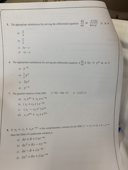 Solved is u = 5. The appropriate substitution for solving | Chegg.com