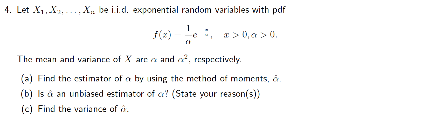 Solved Let x1,x2,dots,xn ﻿be i.i.d. ﻿exponential random | Chegg.com