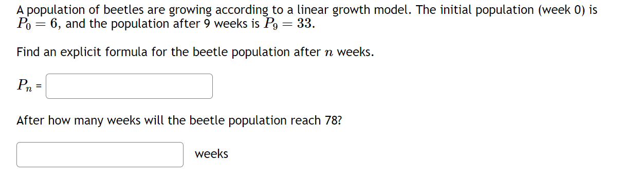 Solved A population of beetles are growing according to a | Chegg.com