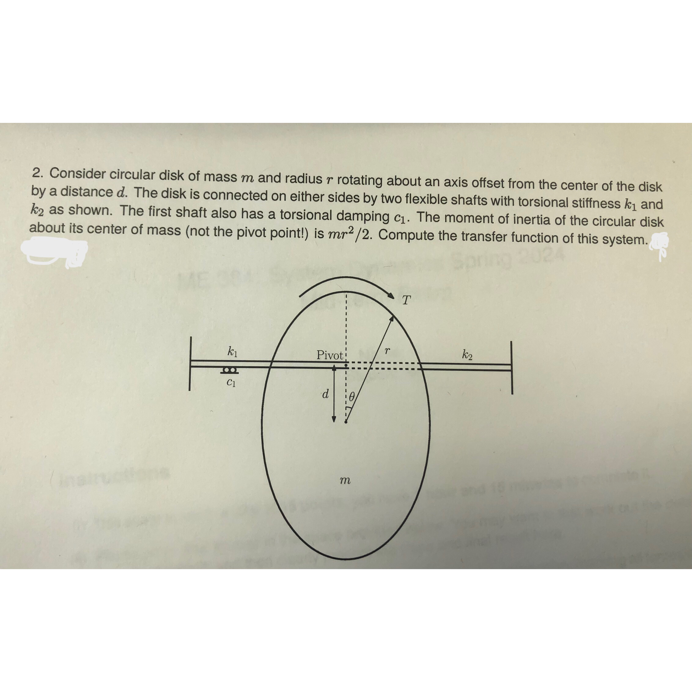 Solved Consider circular disk of mass m ﻿and radius r | Chegg.com