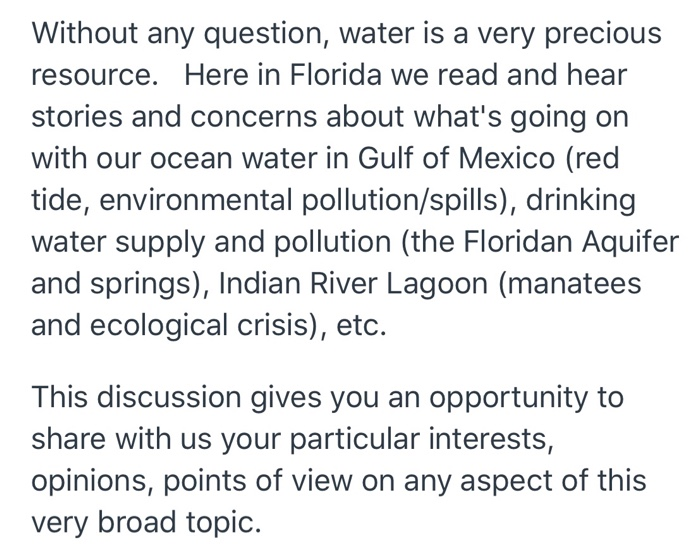 Solved Without any question, water is a very precious | Chegg.com