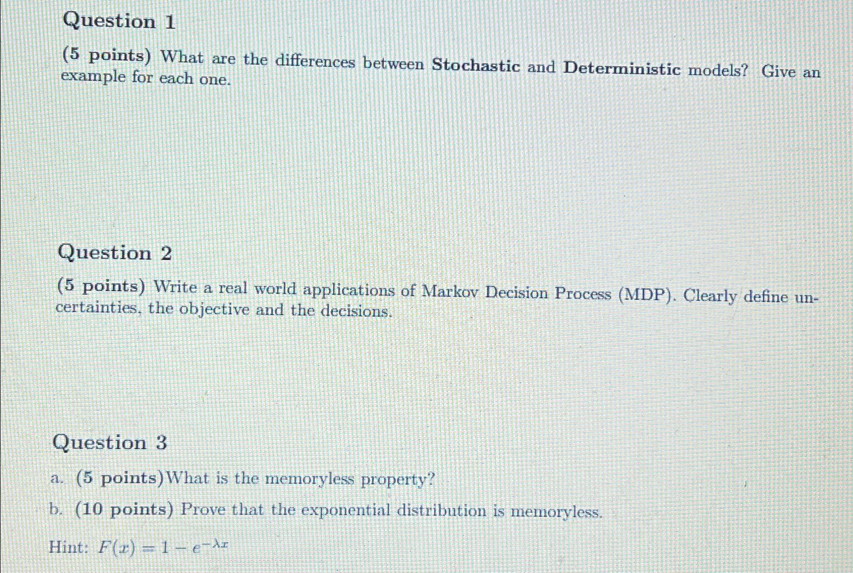 Solved Question 1(5 ﻿points) ﻿What are the differences | Chegg.com