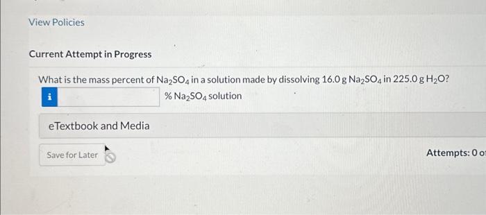 Solved What is the mass percent of Na2SO4 in a solution made | Chegg.com