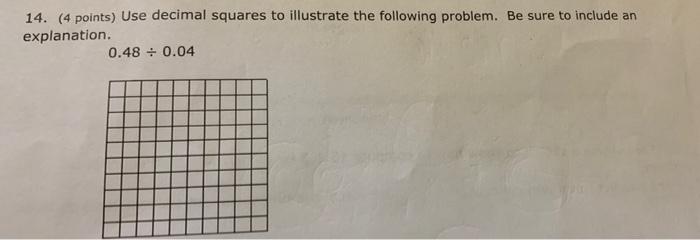 Solved 14. (4 points) Use decimal squares to illustrate the | Chegg.com