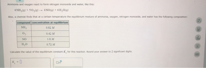 Solved Ammonia and oxygen react to form nitrogen monoxide | Chegg.com
