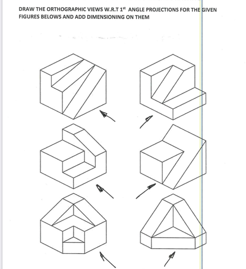 Solved DRAW THE ORTHOGRAPHIC VIEWS W.R.T 1st ﻿ANGLE | Chegg.com