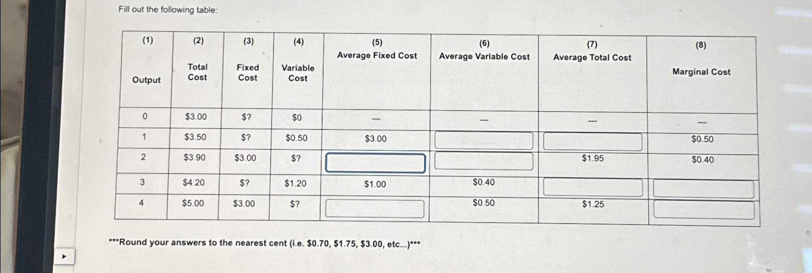 Solved Fill out the following | Chegg.com