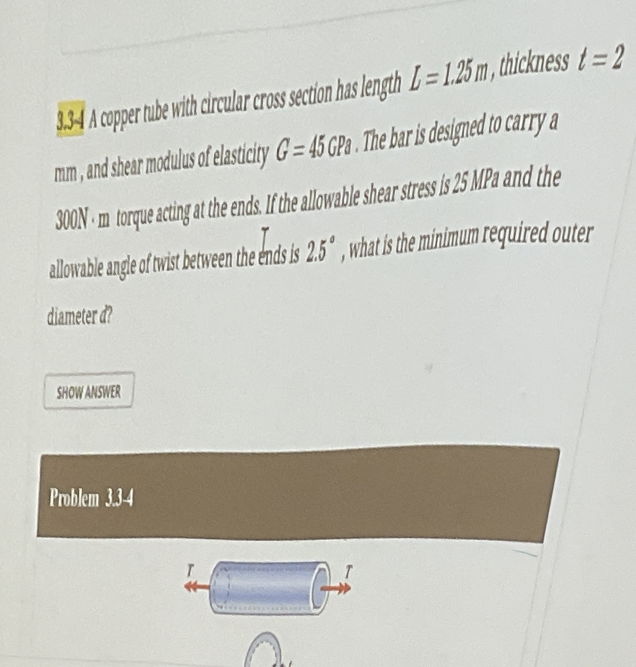 Solved 3.3-A A opper nhber with circular cross section has | Chegg.com