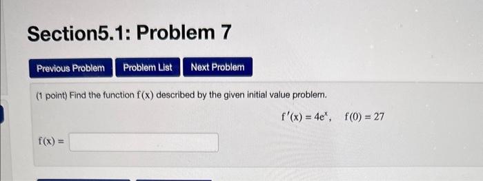 Solved (1 point) Find the function f(x) described by the | Chegg.com