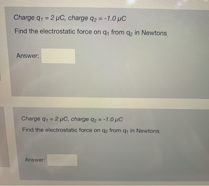 Solved 이 0 1m P 0 2 M 42 Charge 91 2 Uc Charge Q2