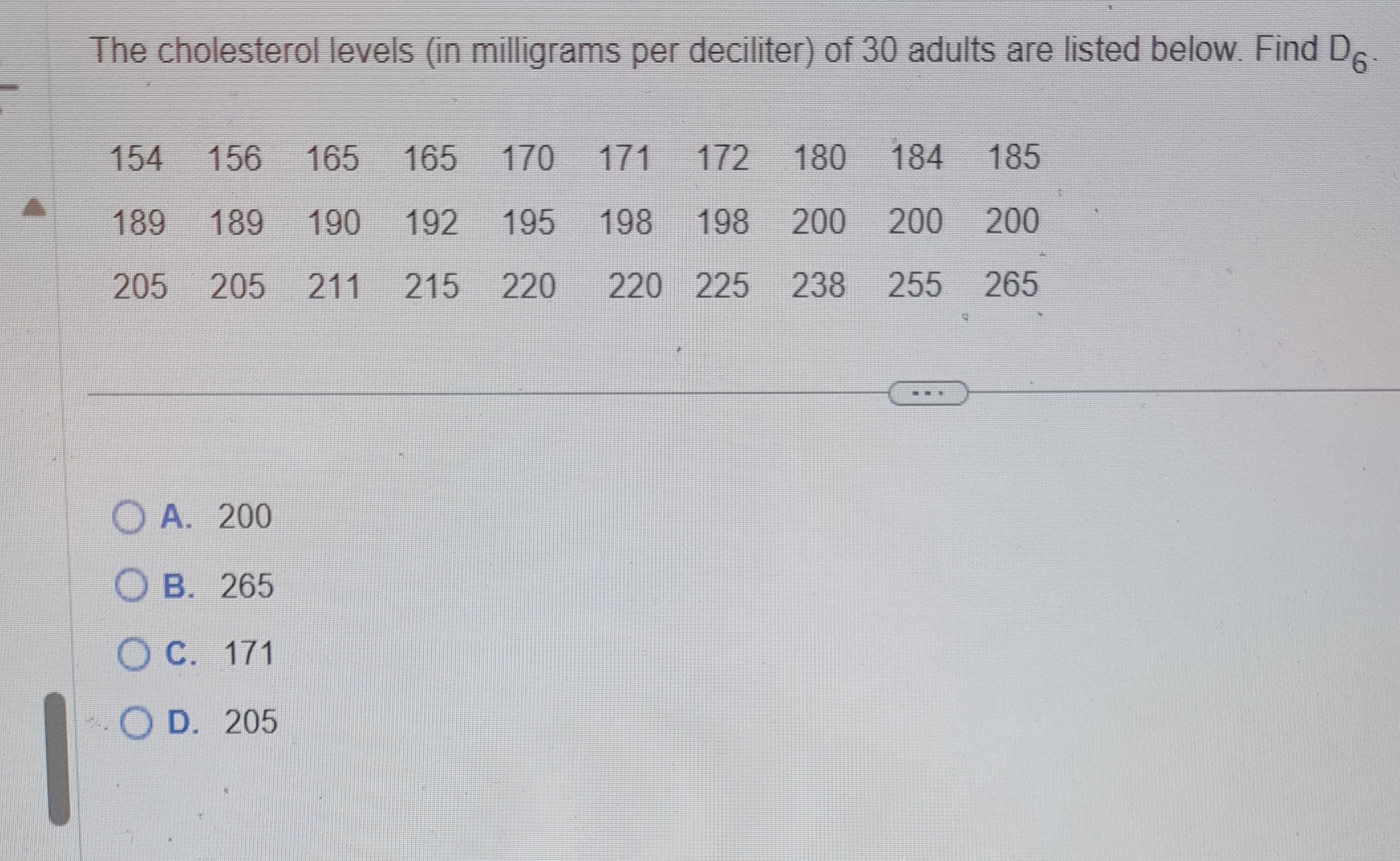 Solved The cholesterol levels (in milligrams per deciliter) | Chegg.com