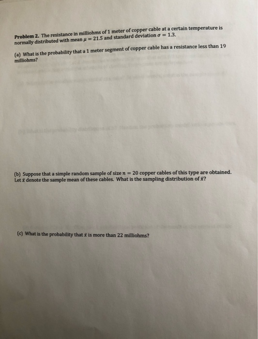 Solved Problem 2. The resistance in milliohms of 1 meter of | Chegg.com