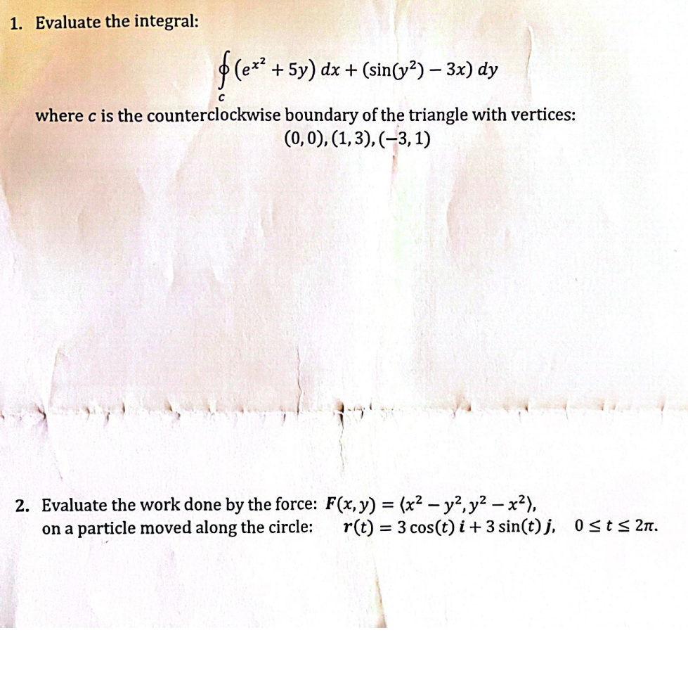Solved Evaluate the work done by the force: | Chegg.com