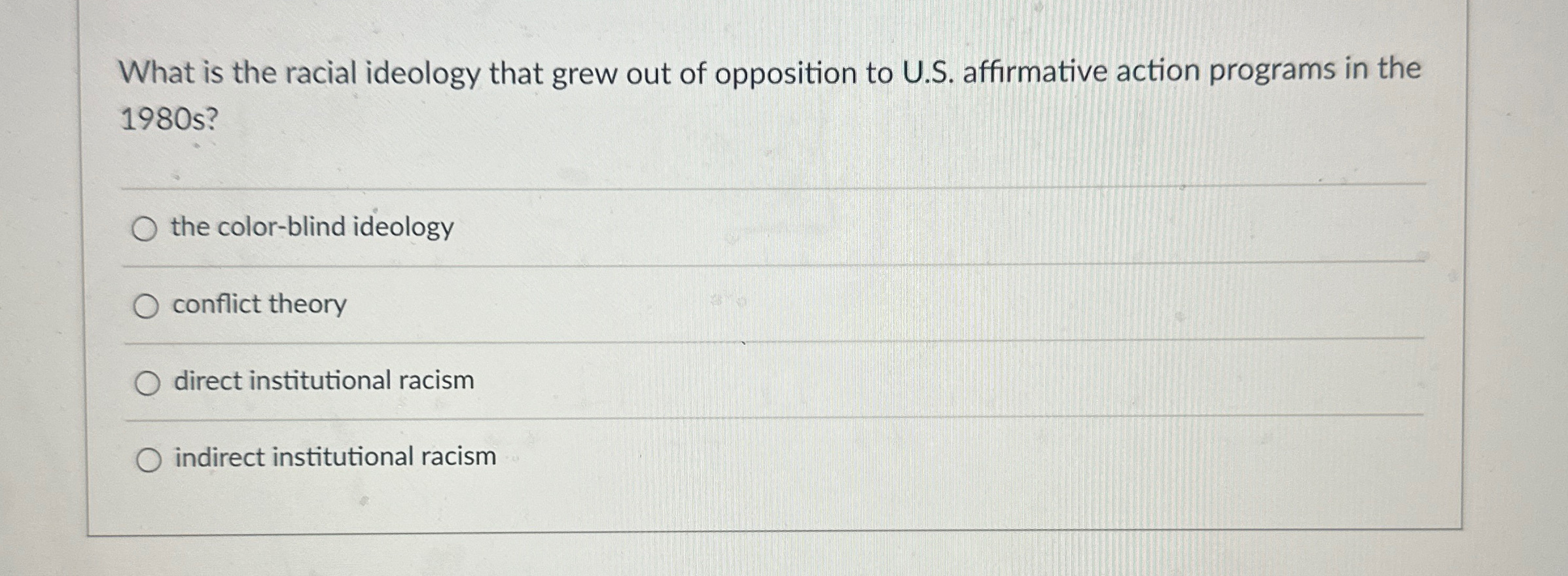 Solved What is the racial ideology that grew out of | Chegg.com