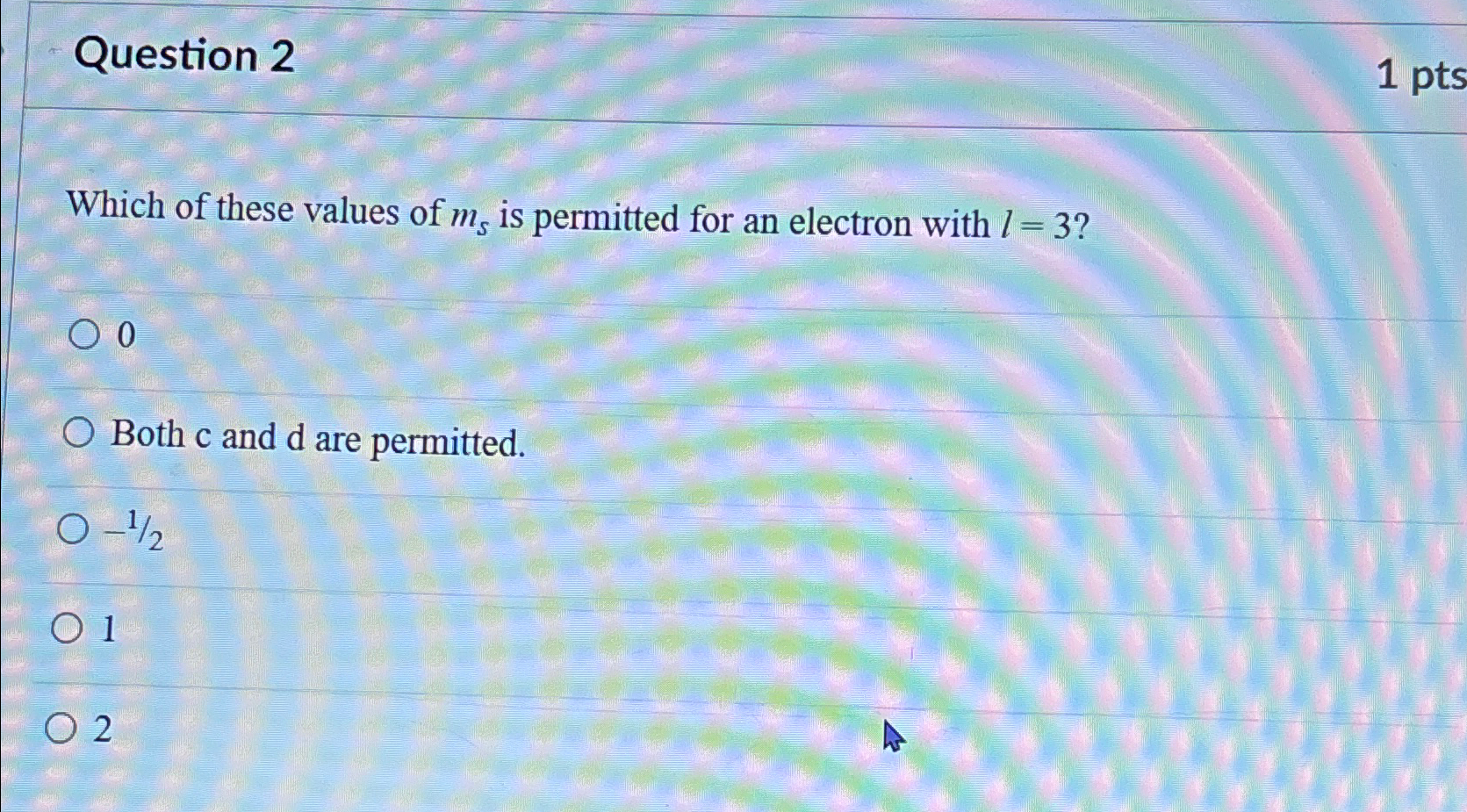Solved Question 2Which of these values of ms ﻿is permitted | Chegg.com