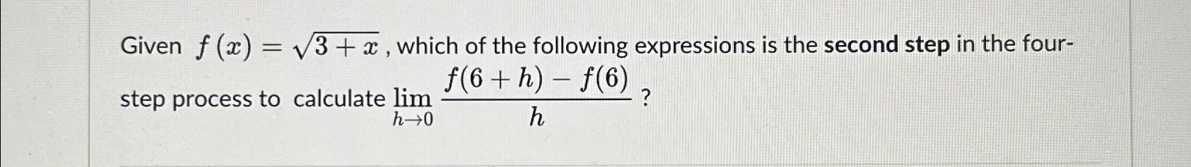 Solved Given f(x)=3+x2, ﻿which of the following expressions | Chegg.com