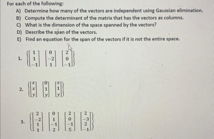Solved For each of the following: A) Determine how many of | Chegg.com