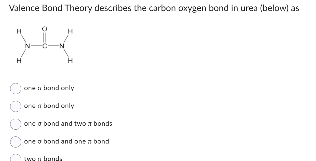 Solved Valence Bond Theory describes the carbon oxygen bond | Chegg.com