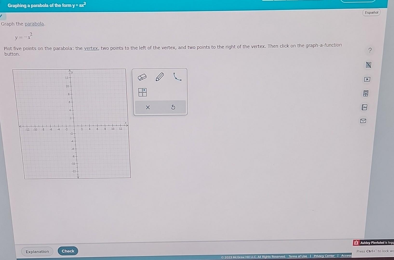 Graph the parabola. y=−x2 Plot five points on the | Chegg.com