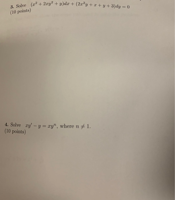 Solved (2 + 2xy + y)dx + (2.0y + 2+ y + 3)dy = 0 3. Solve | Chegg.com