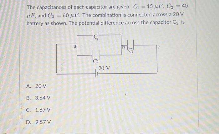Solved The capacitances of each capacitor are given: | Chegg.com