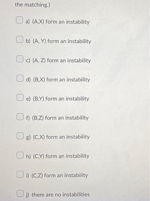 Solved Consider the following input to the stable matching | Chegg.com