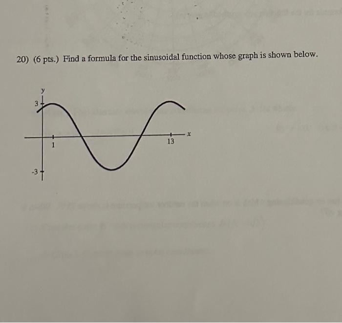 Solved 20) (6 pts.) Find a formula for the sinusoidal | Chegg.com