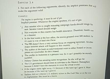 Solved Exercise 3.4For each of the following arguments, | Chegg.com