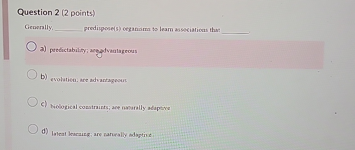 Solved Question 2 (2 ﻿points)Generally, predispose(s) | Chegg.com