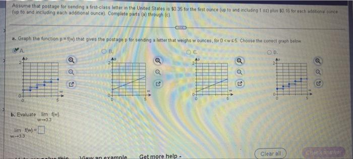 Solved Assume that postage for sending a first-class letter | Chegg.com
