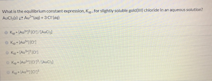 Solved What is the equilibrium constant expression, Ksp, for | Chegg.com