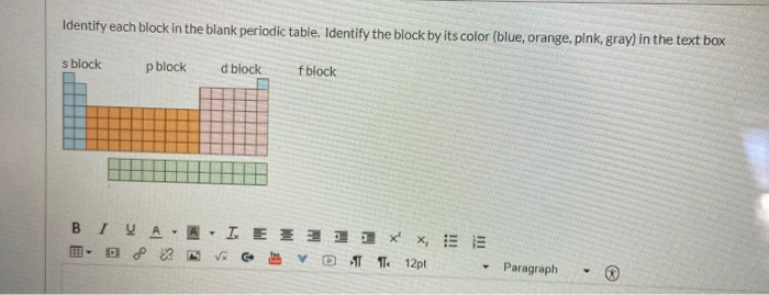 Solved Identify each block in the blank periodic table. | Chegg.com