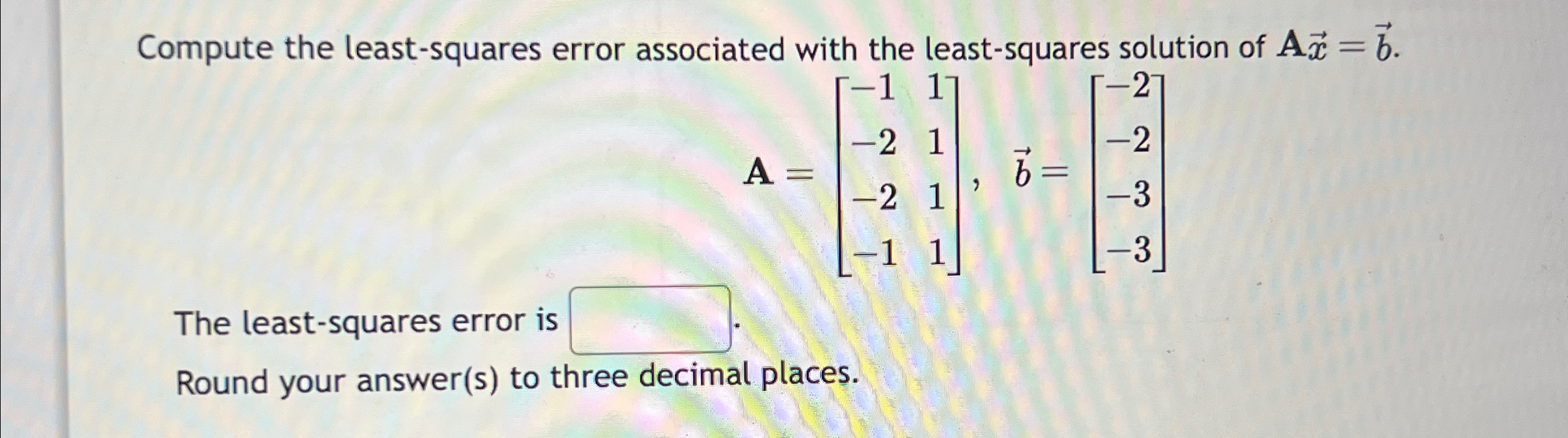 Solved Compute the least-squares error associated with the | Chegg.com